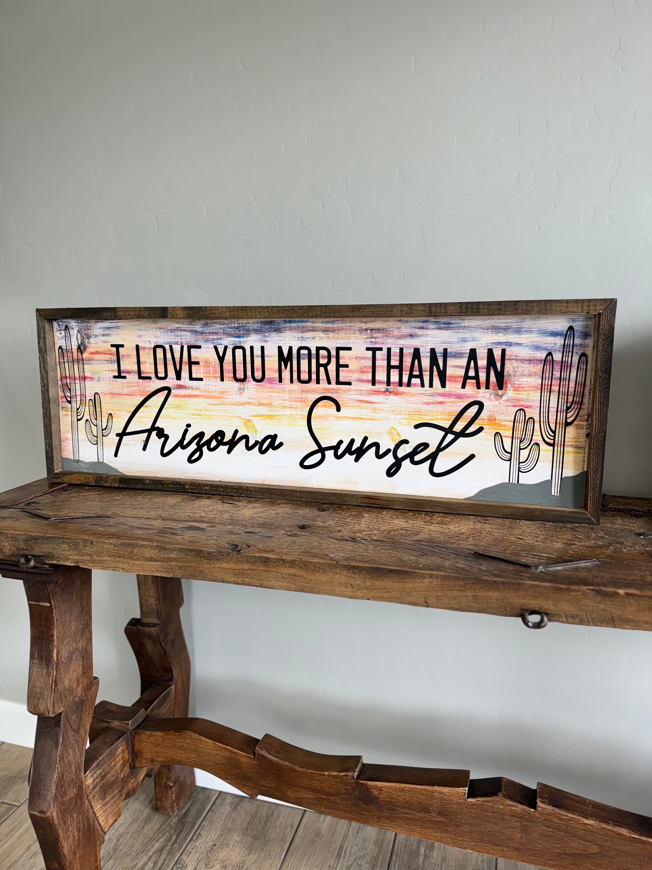 LARGE Arizona Sunset Sign | Framed Wood Sign | Farmhouse Sign | Framed ...