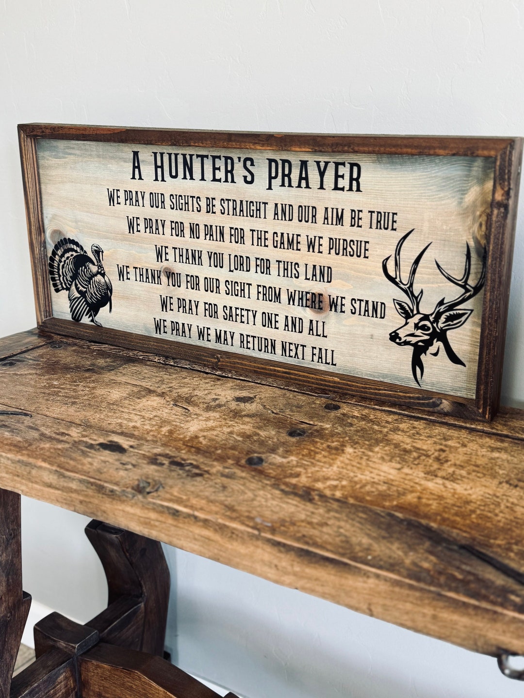 Hunters Prayer Wooden Sign Rustic Wood Turkey Deer Hunting Sign - Etsy