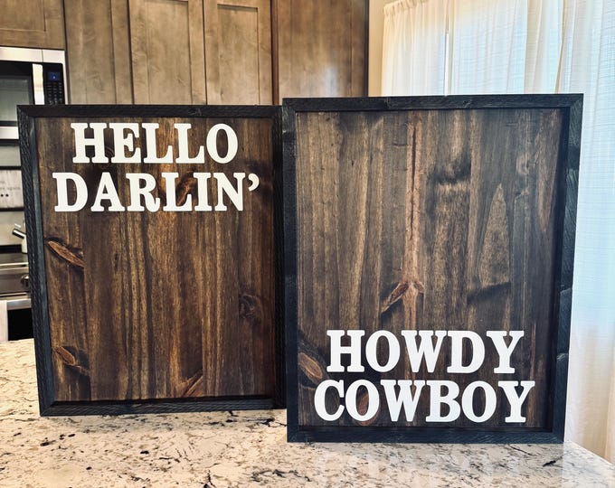 Rustic Western Decor Set | Howdy Cowboy | Hello Darlin | Western Decor ...