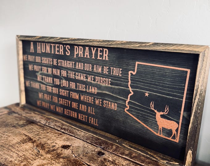 Personalized Hunters Prayer Wooden Sign Rustic Customized Wood Hunting ...