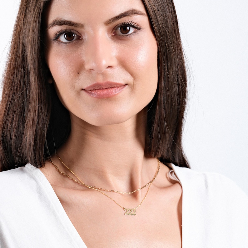 14K Solid Gold Angel Number 222 Necklace: Custom Good Luck Jewelry - Etsy