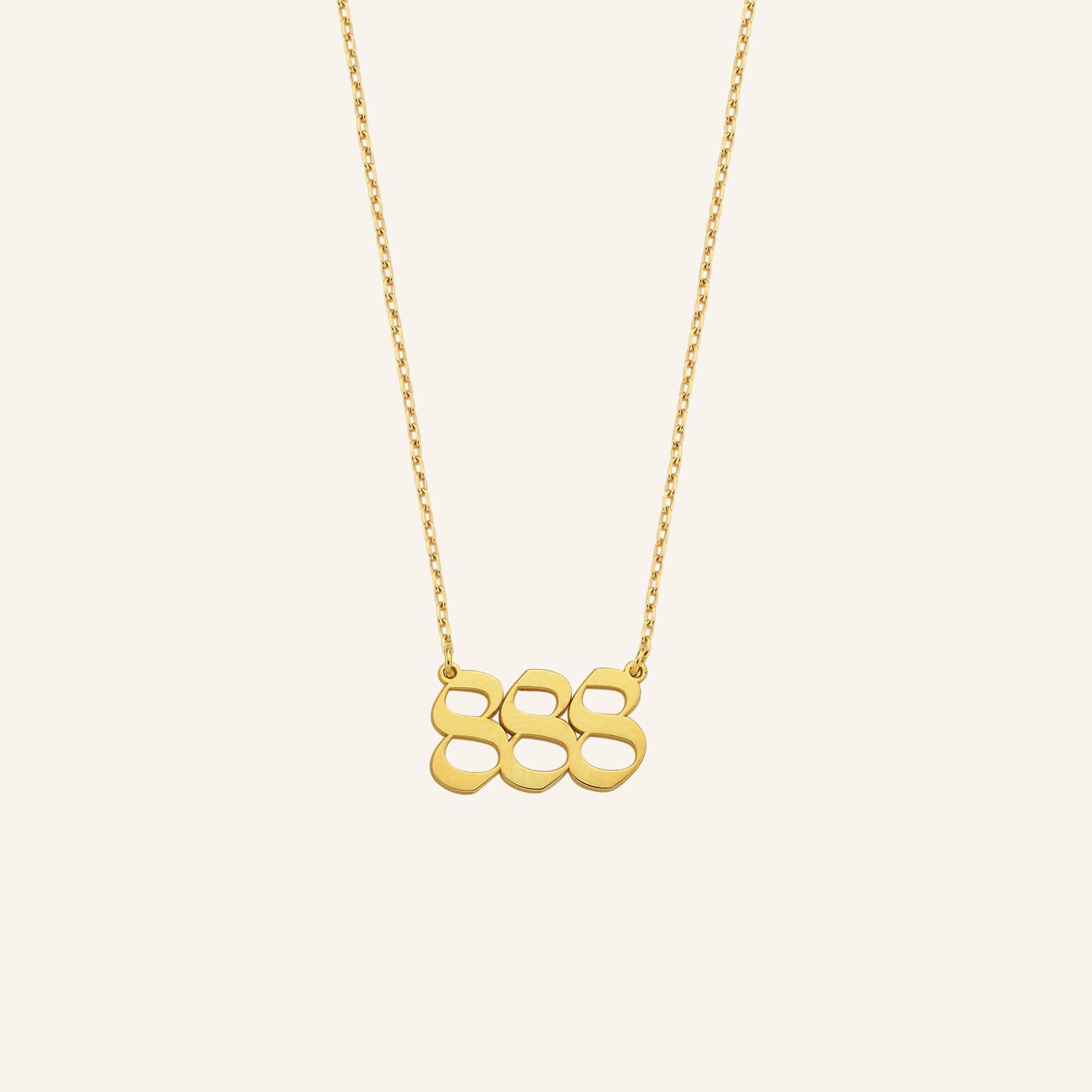 14K Solid Gold Angel Number 888 Necklace: Lucky Number Jewelry - Etsy