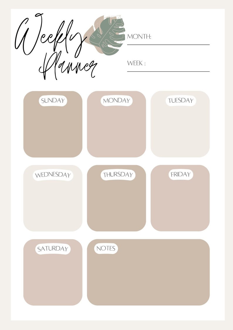 Natural Aesthetic Weekly Planner Digital/printable - Etsy
