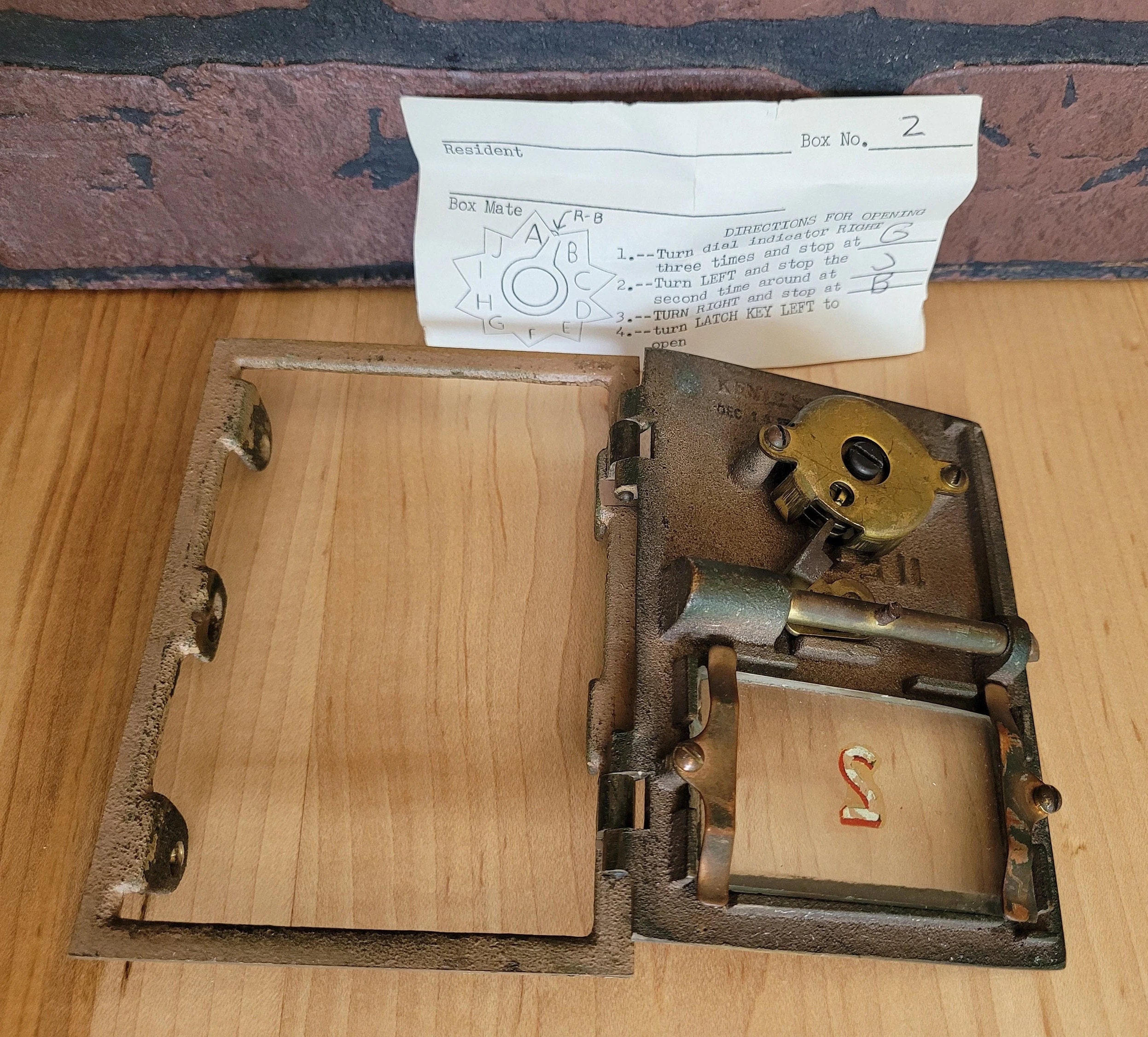 Vintage Post Office Mailbox Door, 1950's Brass With Working Combination ...