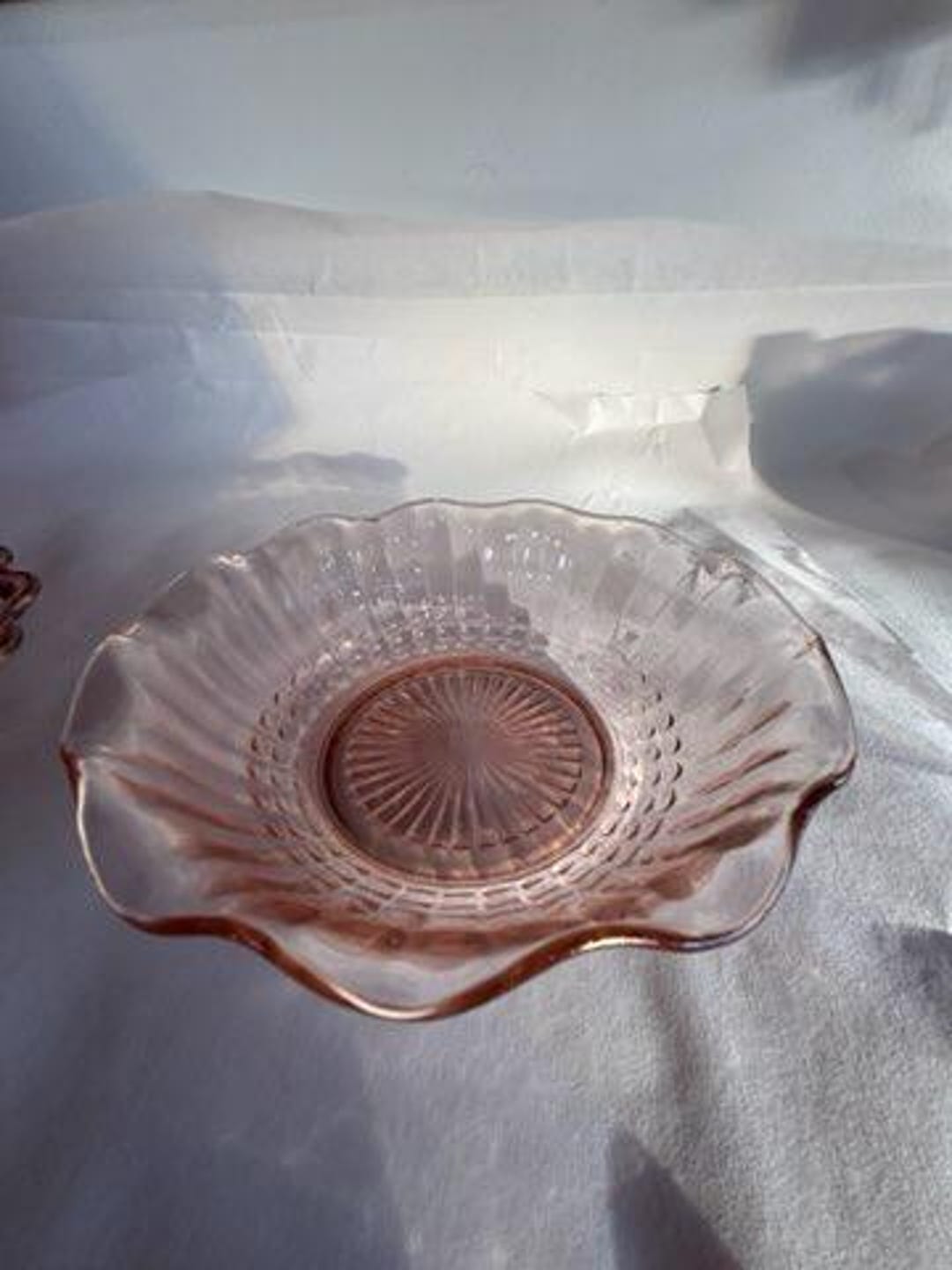 Vintage Pink Depression Candy Dish With Fluted Edge - Etsy