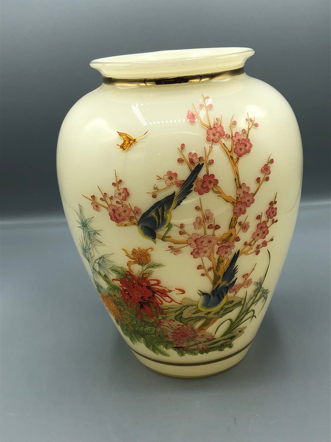 Vintage Bristol Glass Nightingale Vase - Etsy