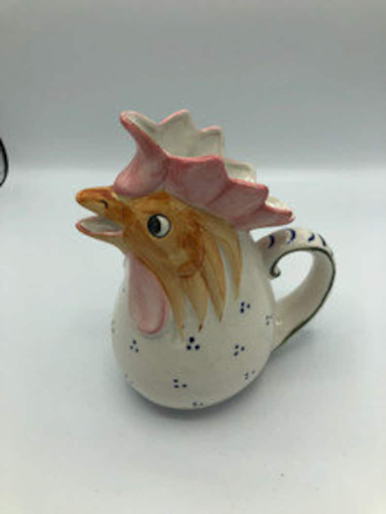 80s Rooster Fine Ceramic Pitcher - Etsy