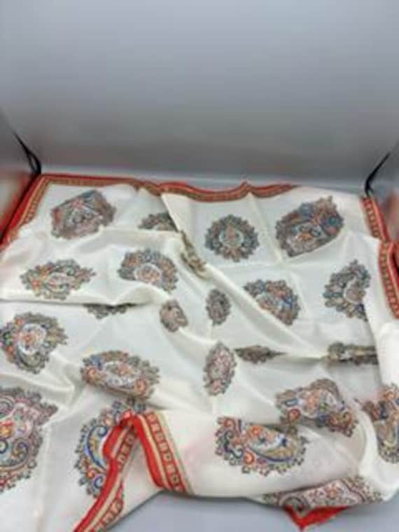 Vintage red rayon scarf - Gem