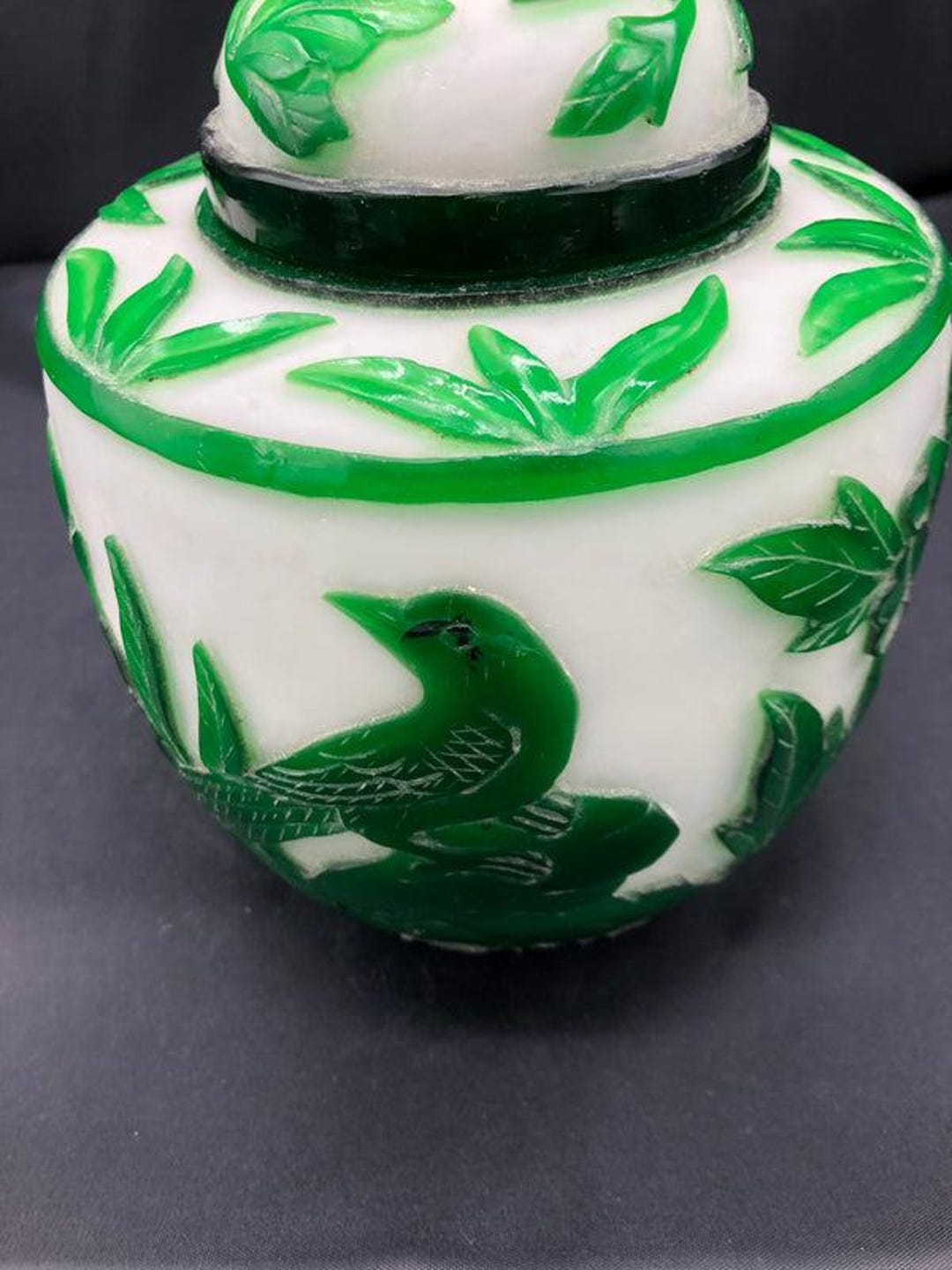 Chinese Peking Glass Emerald Green & White Ginger Jar - Etsy