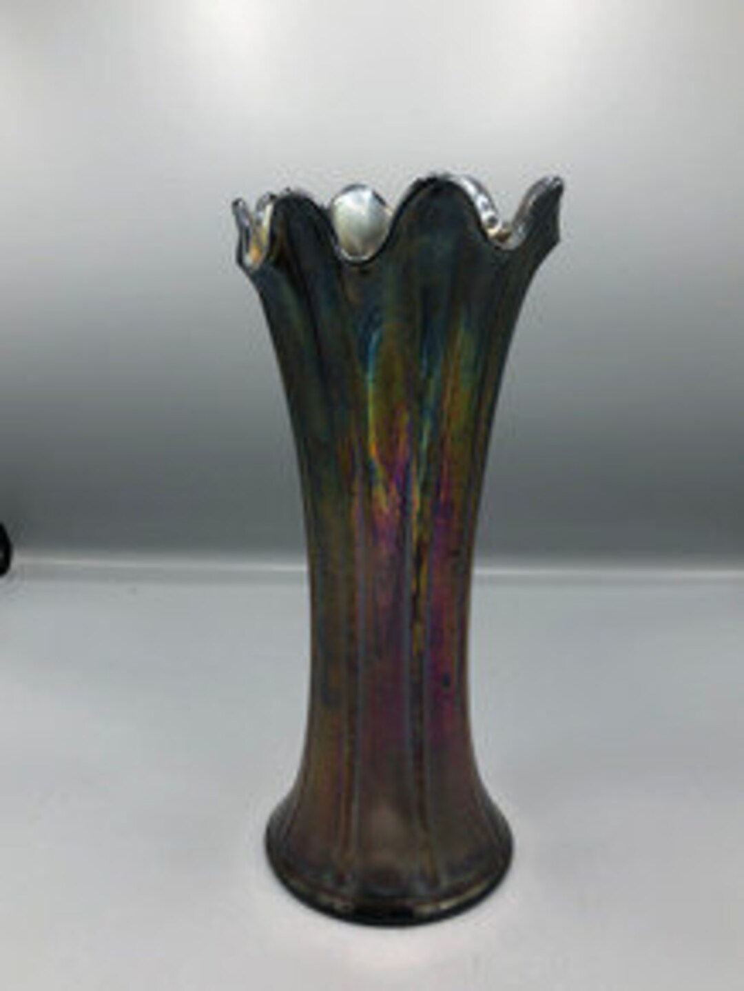 Fenton Amethyst Ribbed Carnival Glass Vase 13 - Etsy