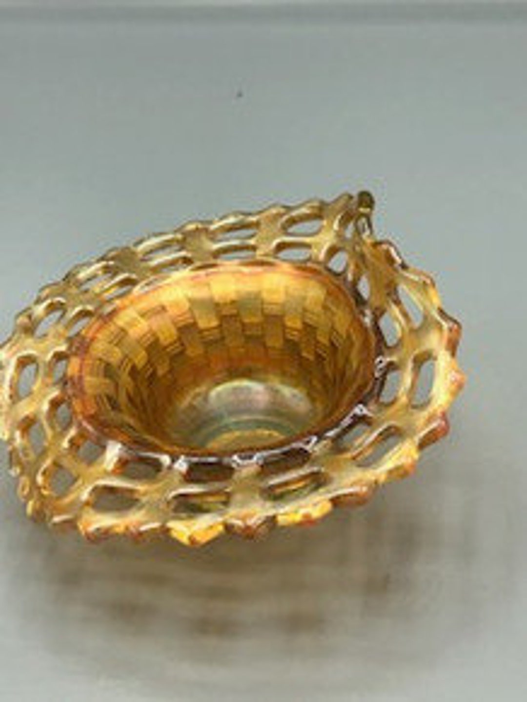 Fenton Carnival Vaseline Open Lace Bowl - Etsy