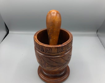 VTG 50s Mid Century Mortar & Pestle Folk Art Hand Painted Wood Veggies and Vines - Etsy