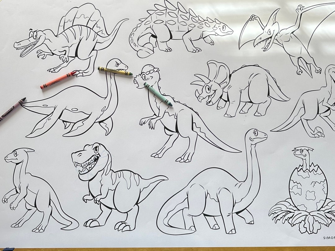 Dinosaur Coloring Poster - Etsy