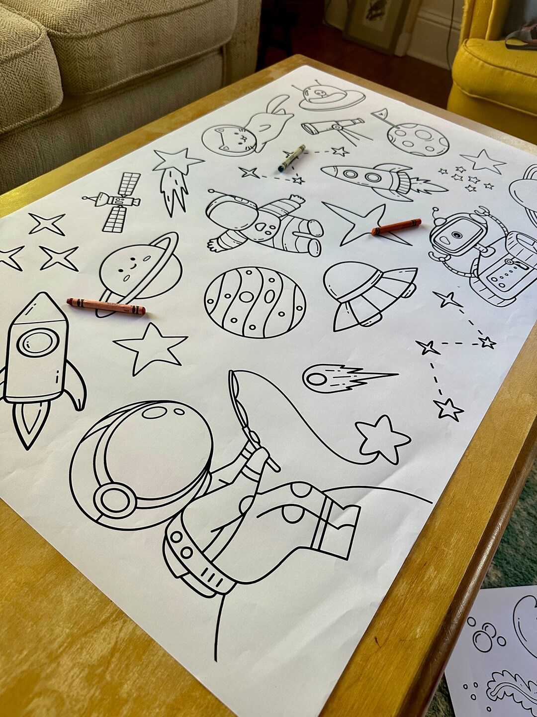 Space Explorer Coloring Poster - Etsy
