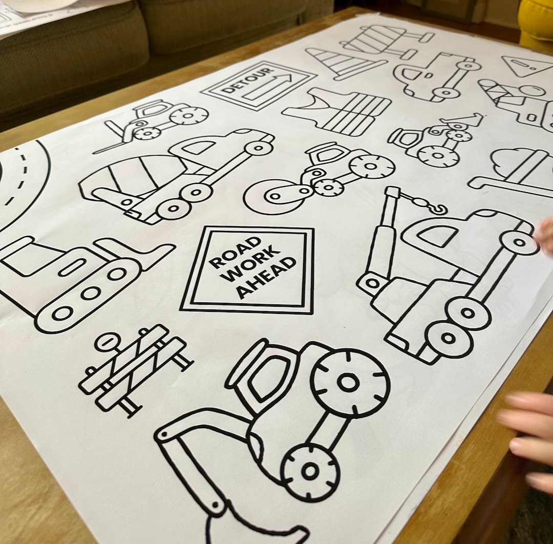 Road Work Coloring Poster - Etsy