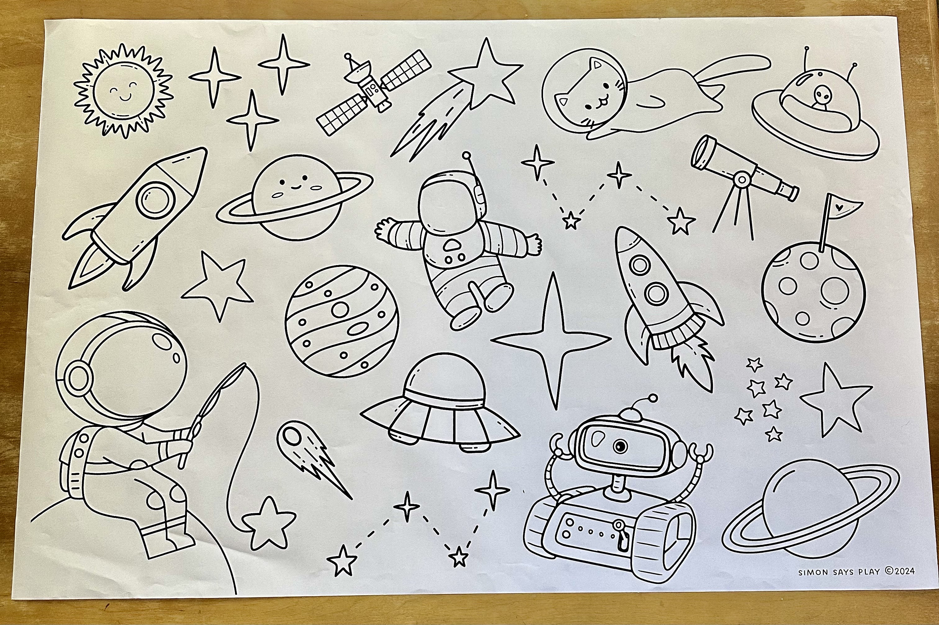 Space Explorer Coloring Poster - Etsy