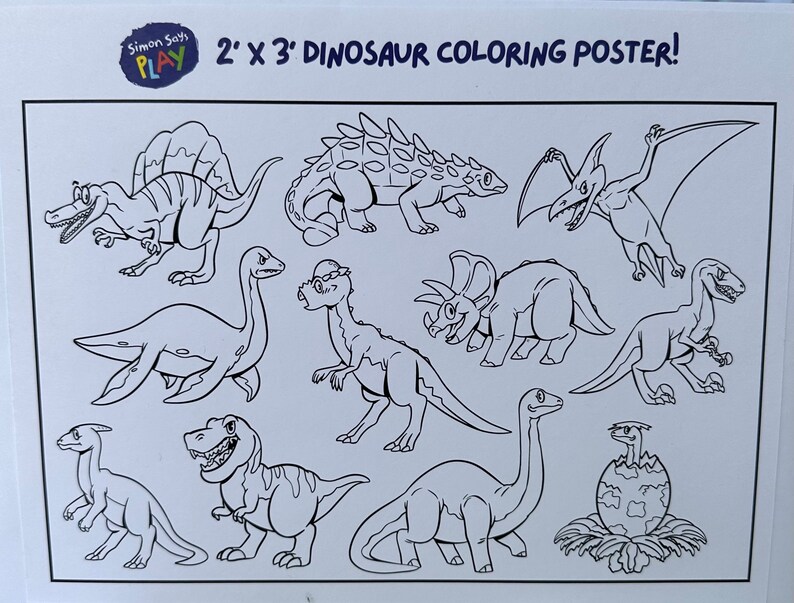 Dinosaur Coloring Poster - Etsy