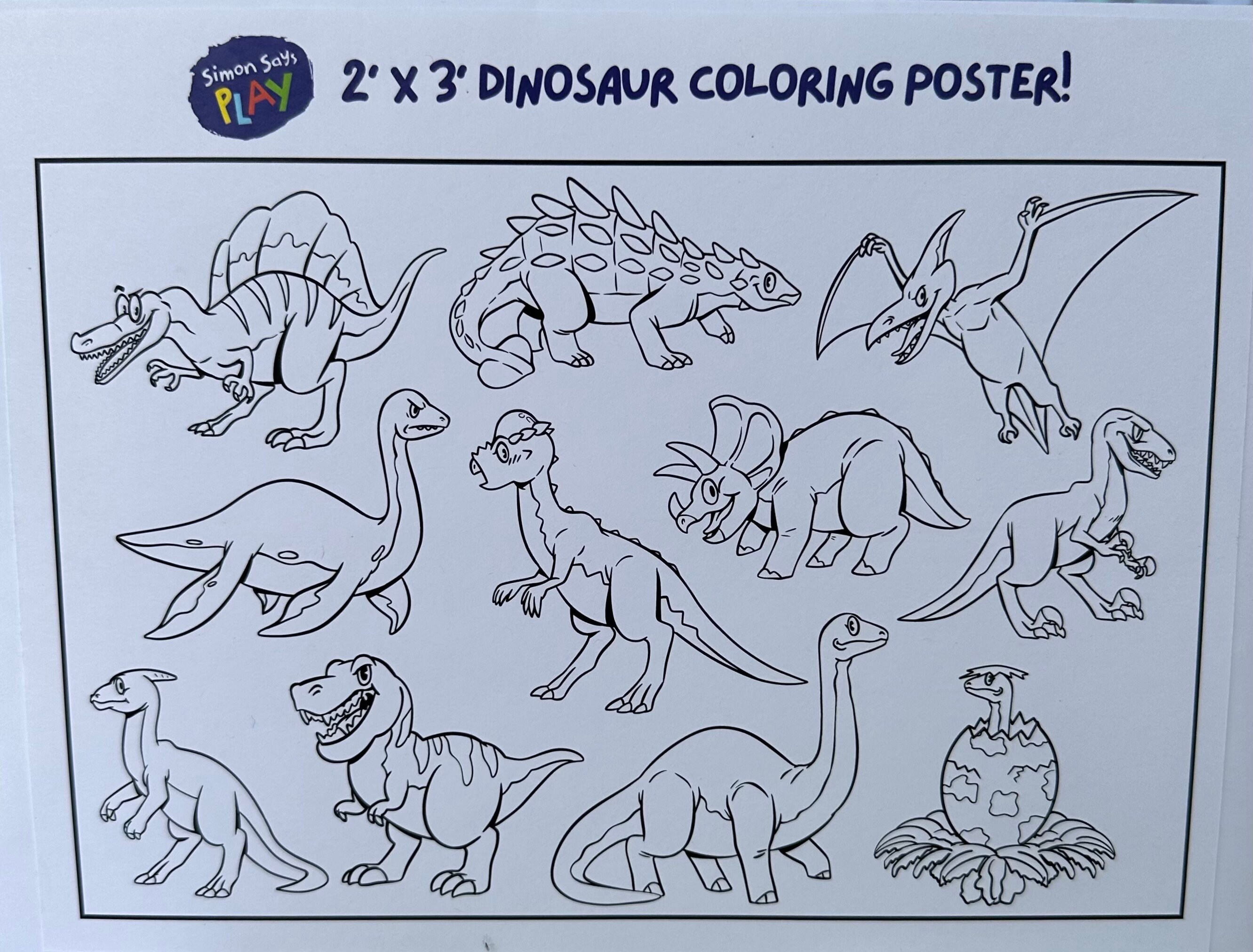 Dinosaur Coloring Poster - Etsy
