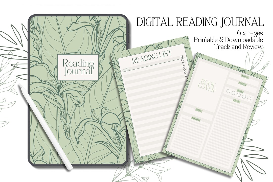 DIGITAL READING JOURNAL- Printable and Downloadable Reading Tracker - Etsy