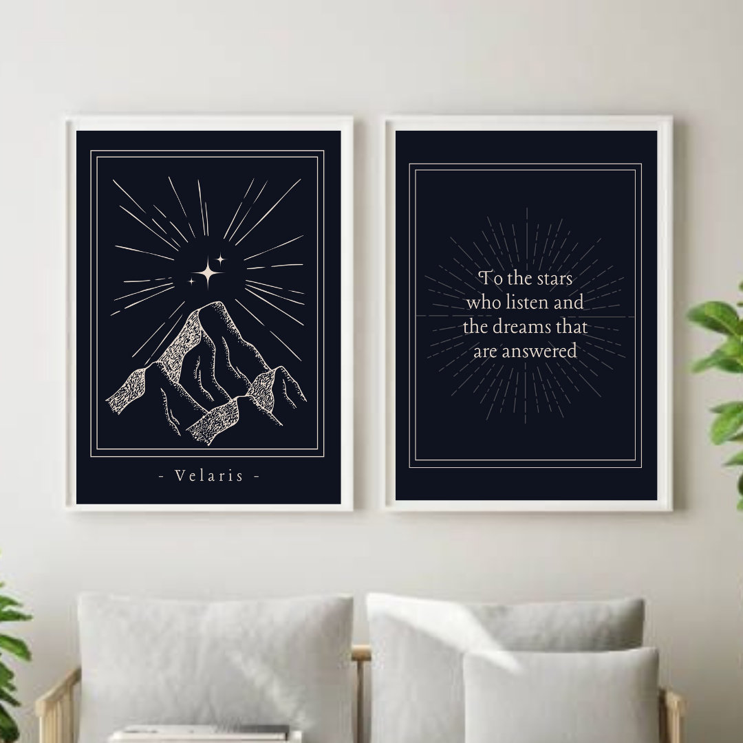 ACOTAR Wall Art Set // BLACK - Etsy