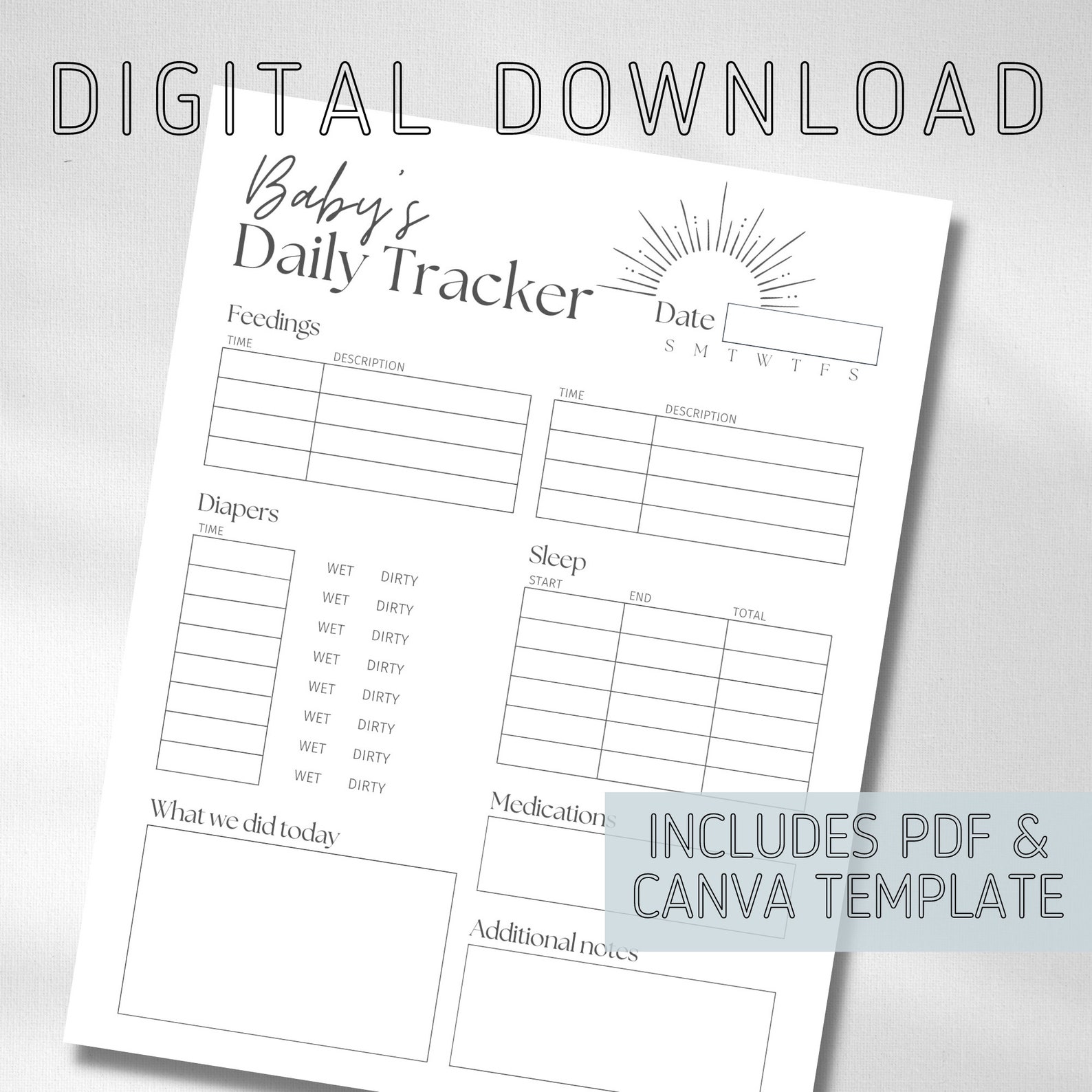 Editable Baby Daily Tracker Newborn Tracking Printable - Etsy