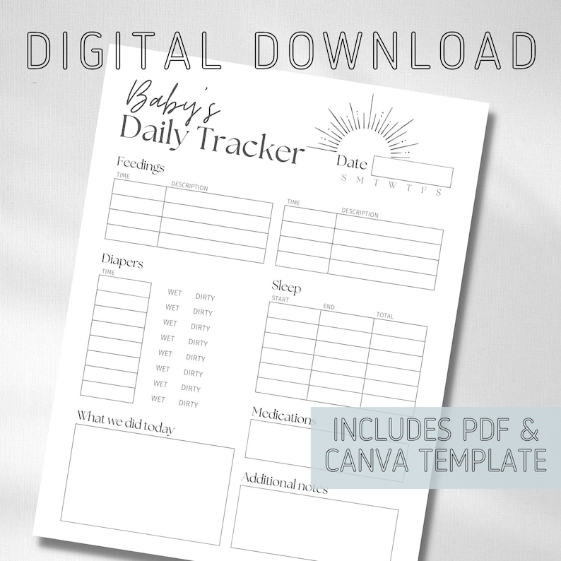 Editable Baby Daily Tracker Newborn Tracking Printable - Etsy