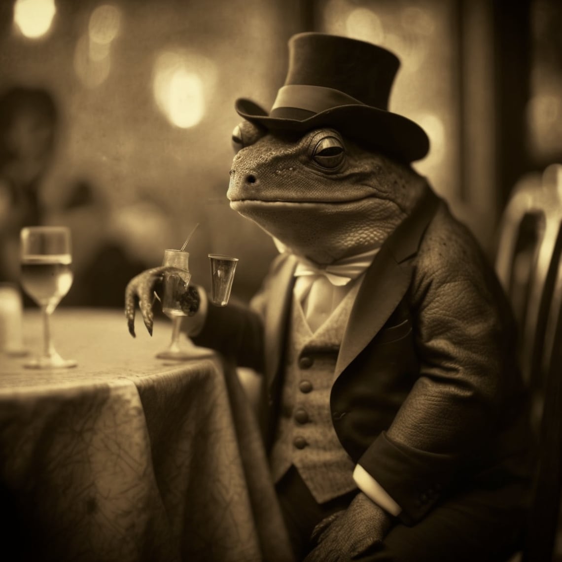 1950s Photograph of Frog in Top Hat, AI Art, Funny Art, Photography ...