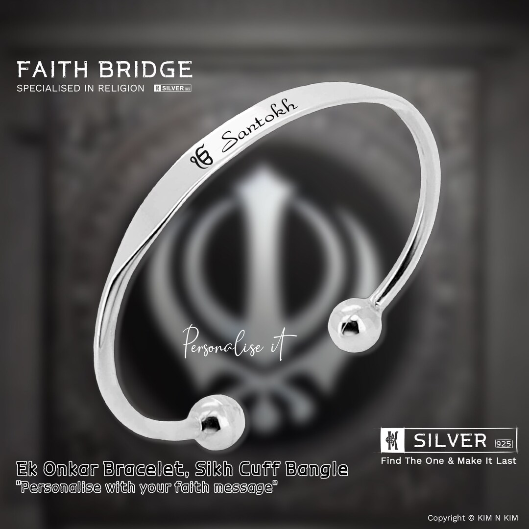 Ek Onkar Torque Cuff Bangle Bracelet, Personalised Ek Onkar Bangle, Ek ...