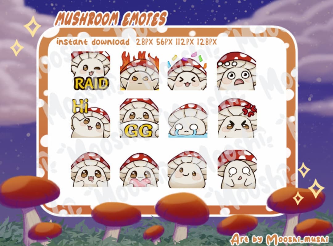 Cute Mushroom Emote Package Twitch / Discord / Youtube - Etsy
