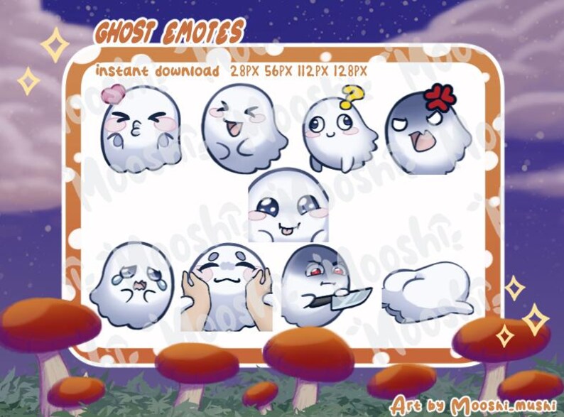Cute Ghost Emote's Package Twitch / Discord / Youtube - Etsy