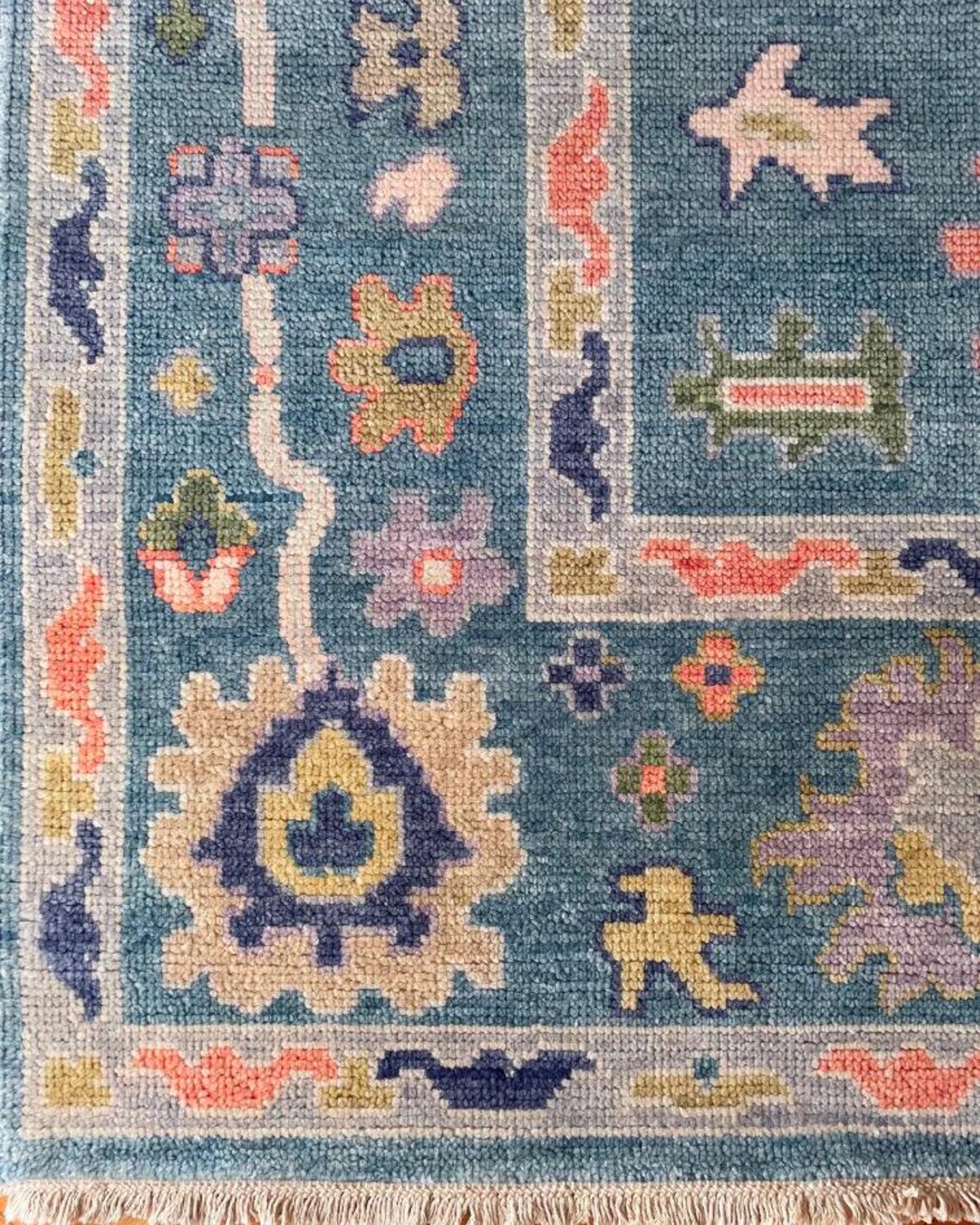 Teal Vintage Turkish Oushak Made in 100% Wool Natural Dying Area Rug ...
