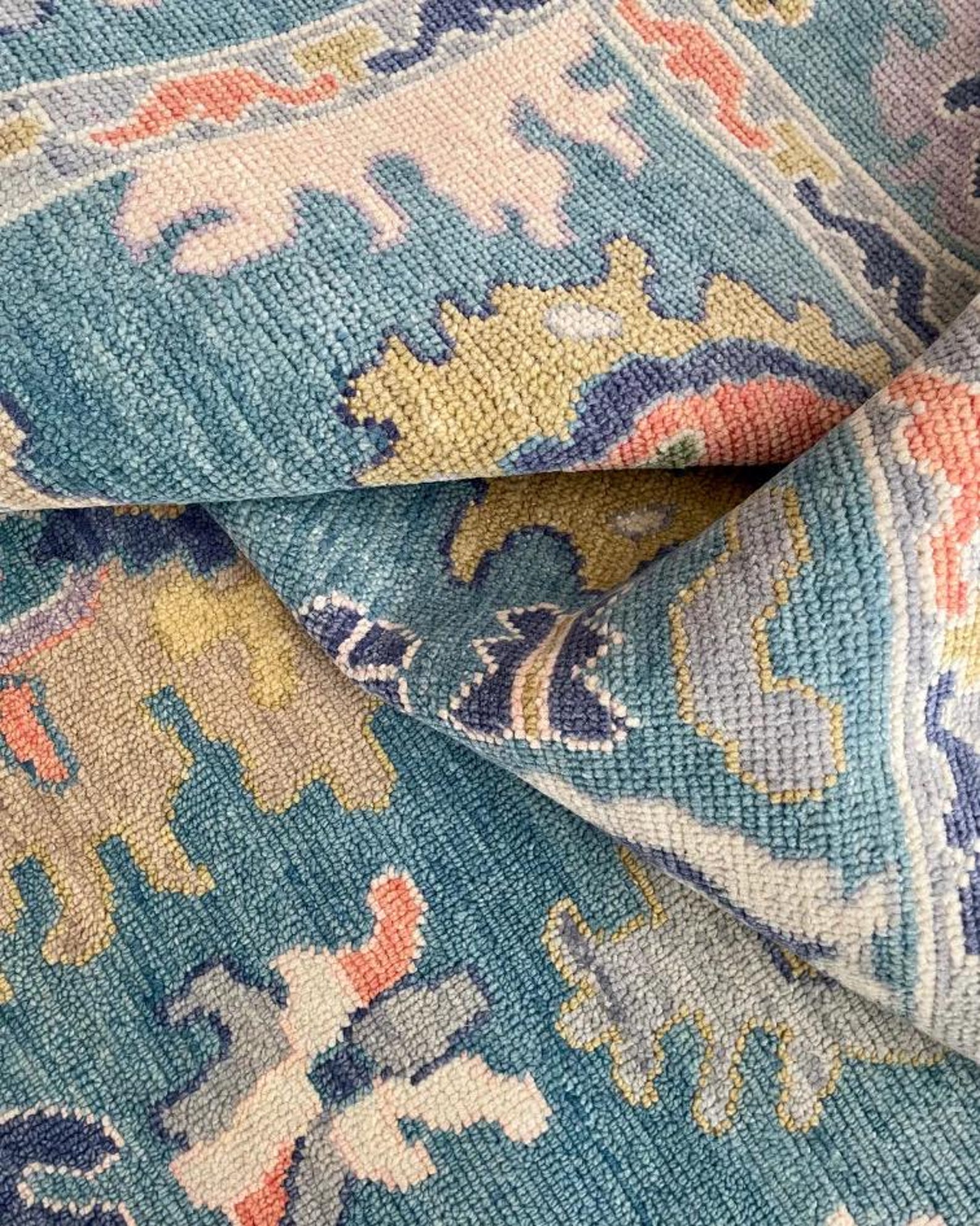Teal Vintage Turkish Oushak Made in 100% Wool Natural Dying Area Rug ...