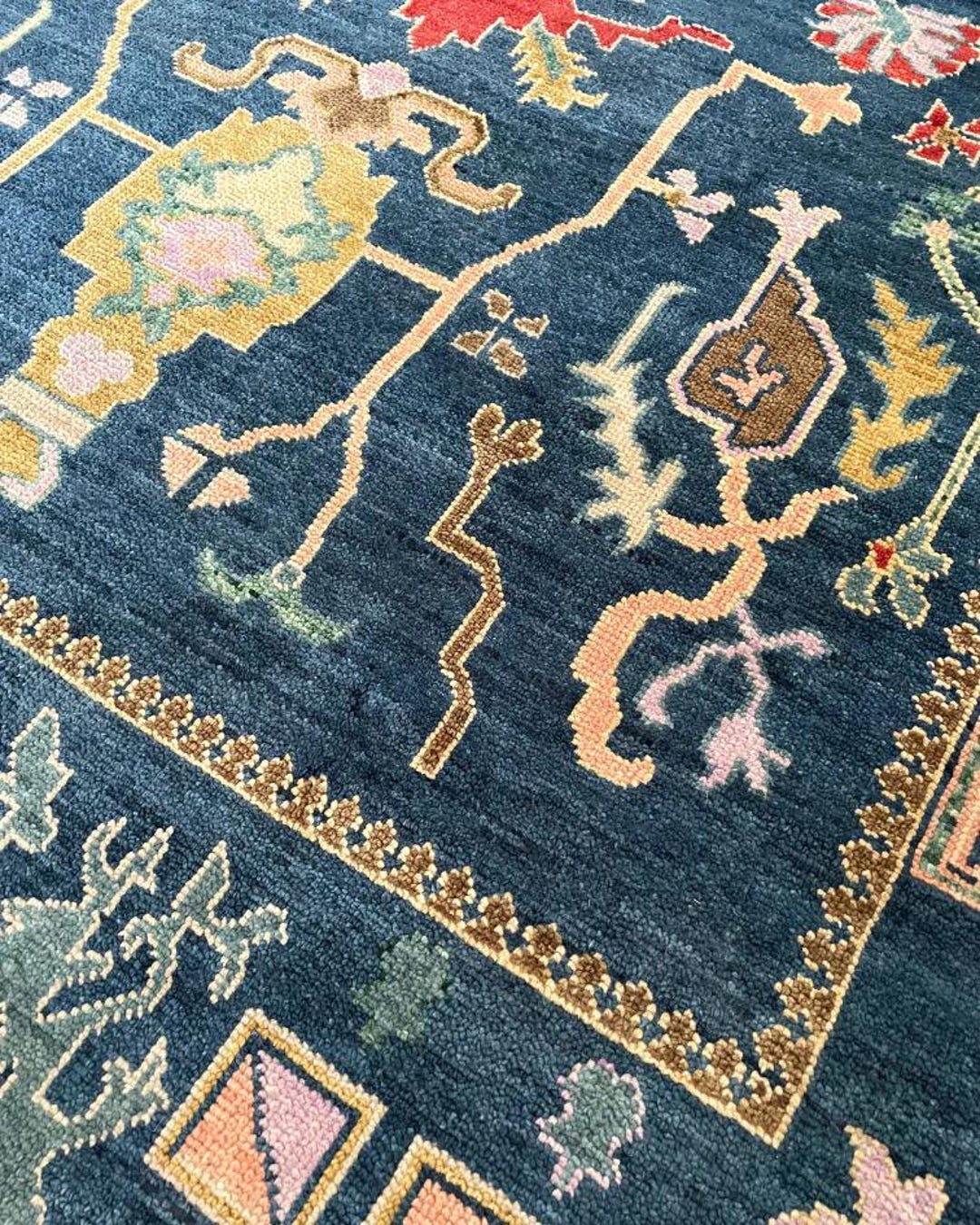 Oshak Hand Knotted Vintage Rug 4/22 Quality 100% Wool Natural Dying ...