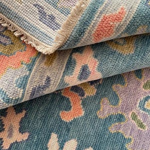 Teal Vintage Turkish Oushak Made in 100% Wool Natural Dying Area Rug ...
