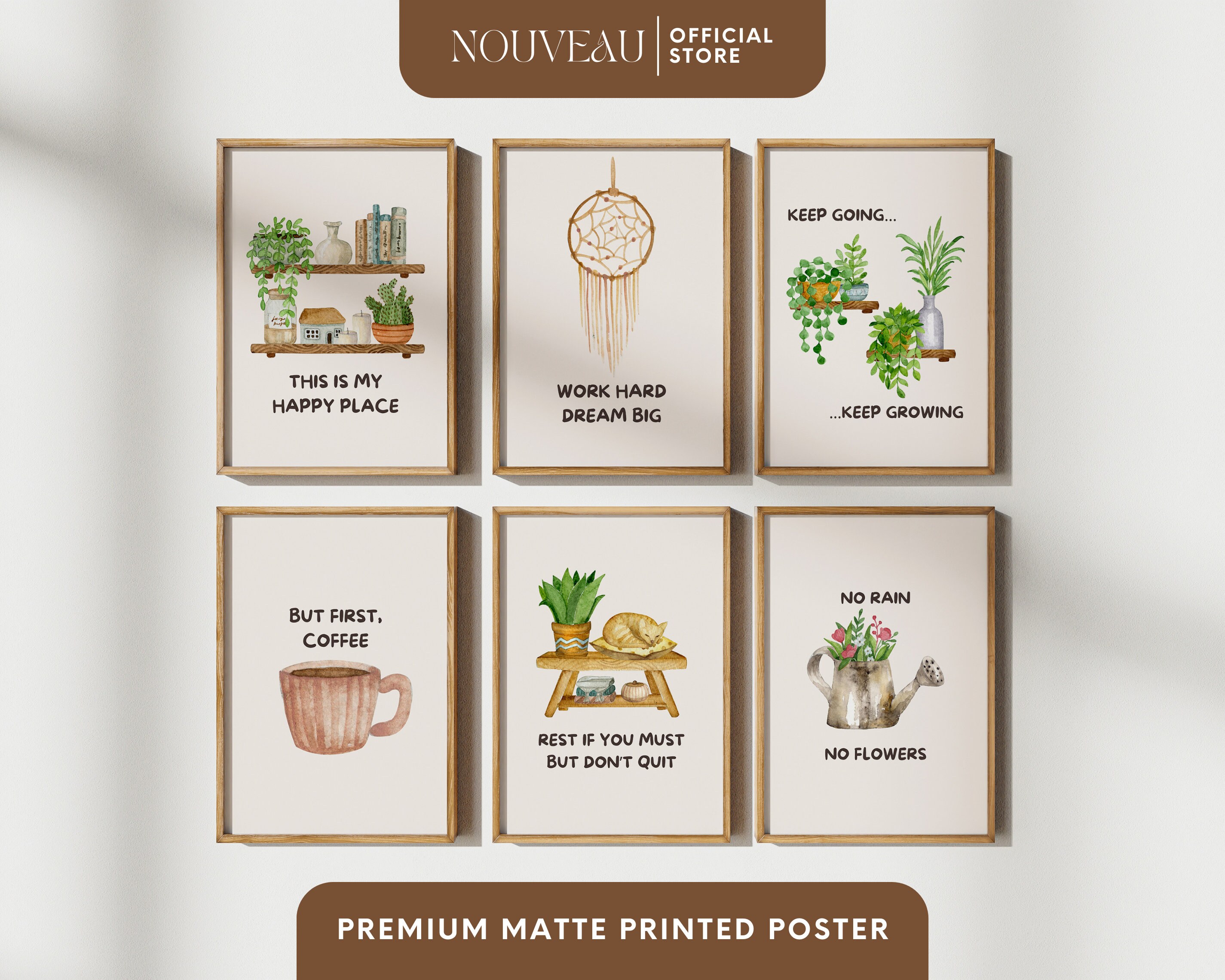 Boho Motivational Wall Art Minimalist and Aesthetic Home Decor for ...