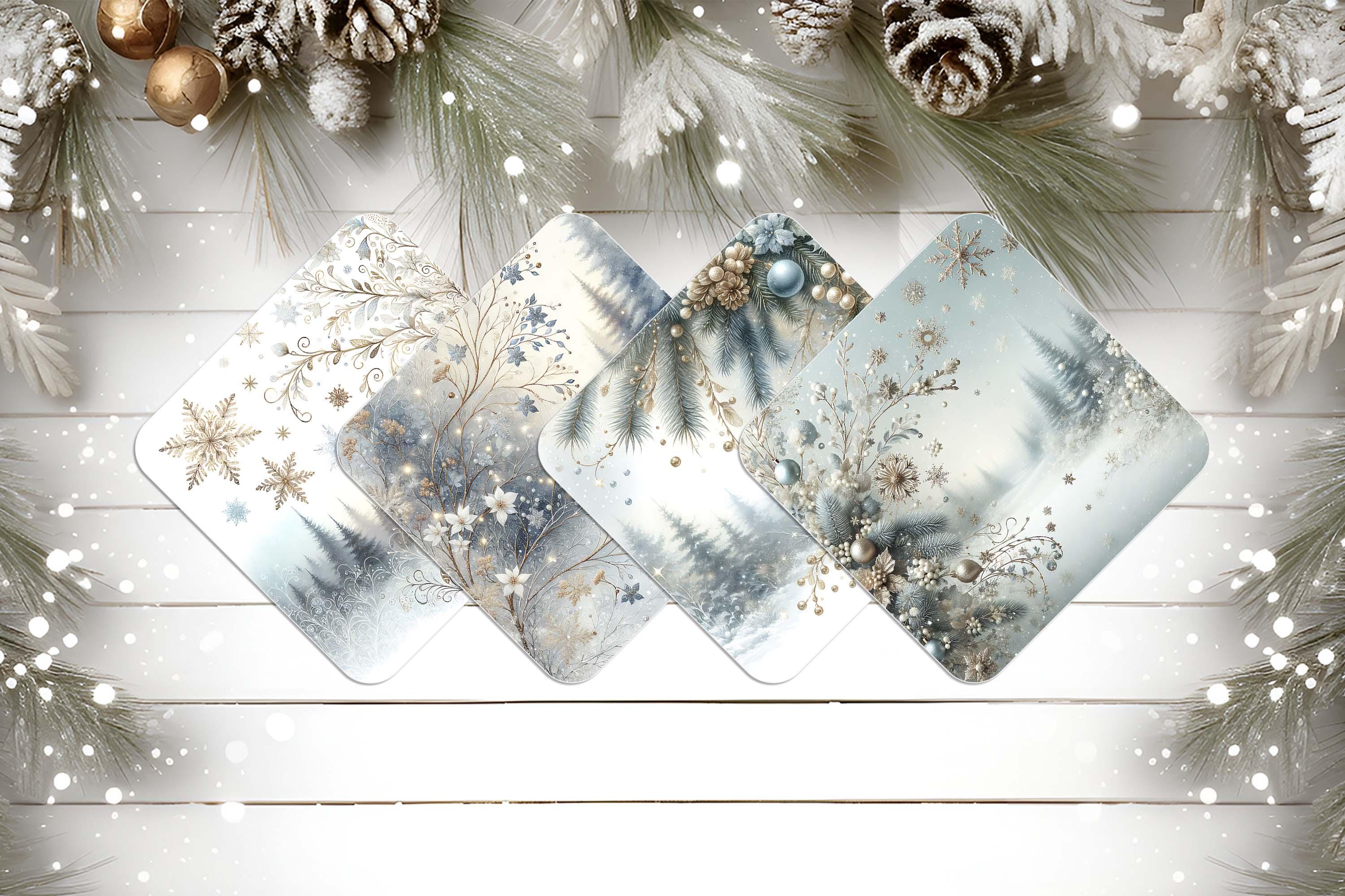 Elegant Christmas Coaster Set of 4, Christmas Winter Coaster, Christmas ...