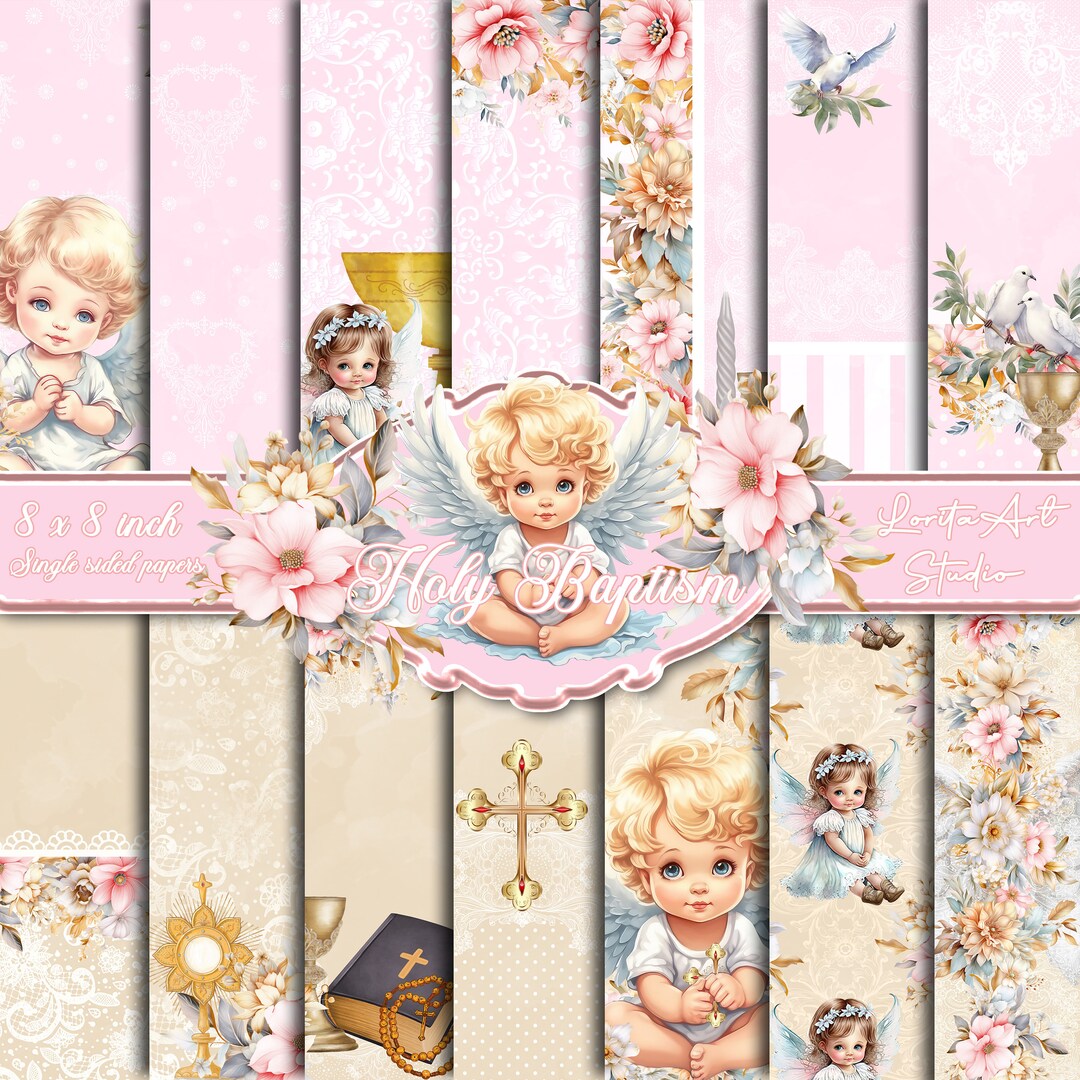 Girl Holy Baptism, First Holy Communion, Christening Scrapbook Paper ...