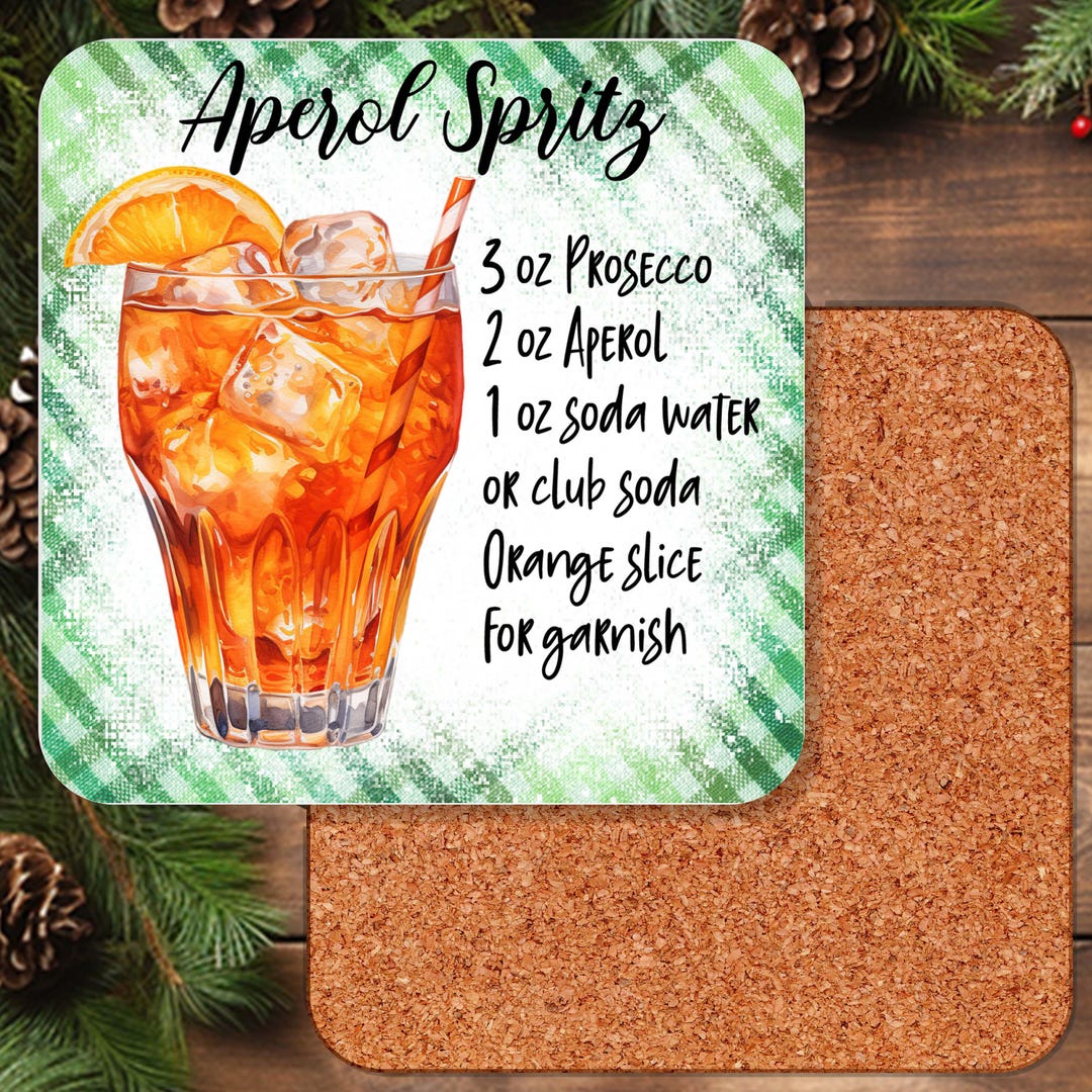 Cocktail Coaster, Bar Gift, Aperol Spritz, Bellini Cocktail, 7 ...