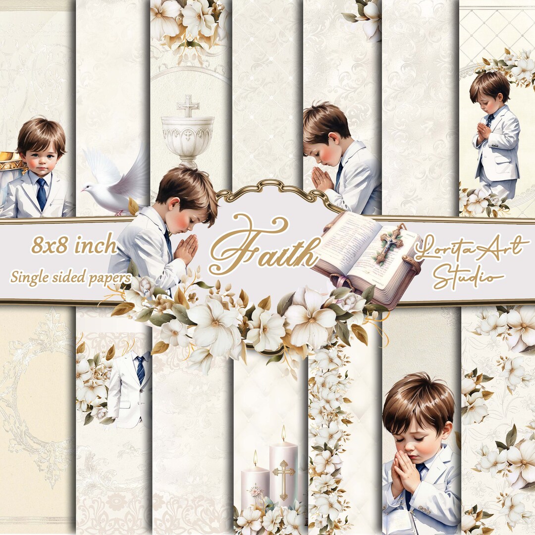Boy Holy Baptism, First Holy Communion, Christening Scrapbook Paper ...