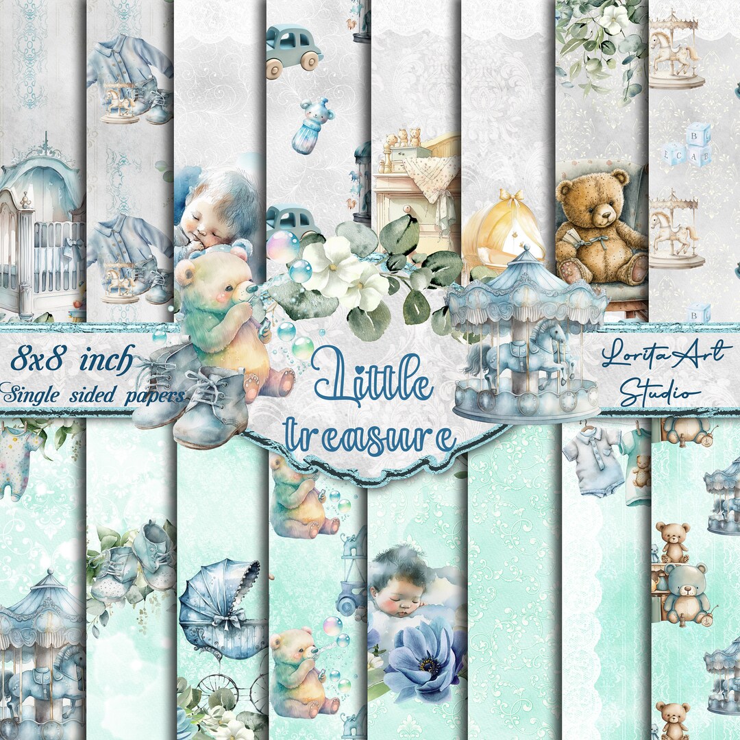 Little Treasure, Baby Boy Scrapbook Paper Pads, Boy Scrapbooking Paper ...