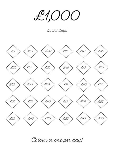 Money Saving Challenge Printable | Save 1000 in 30 Days! | Savings ...