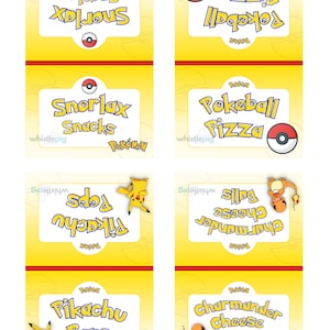 Editable Pokemon Pikachu Printable Food Tent Snack Labels for Pokemon ...