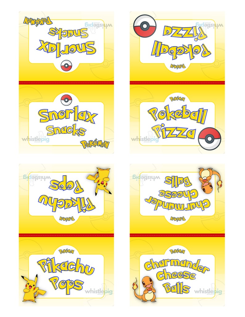 Editable Pokemon Pikachu Printable Food Tent Snack Labels for - Etsy Canada