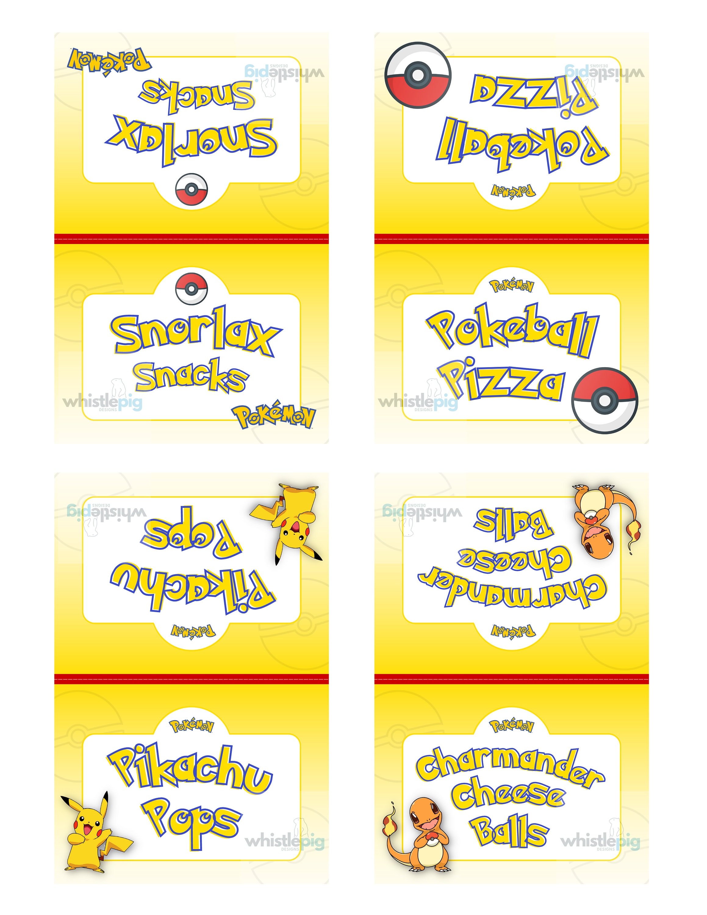 Editable Pokemon Pikachu Printable Food Tent Snack Labels for Pokemon ...