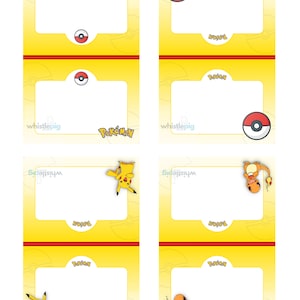 Editable Pokemon Pikachu Printable Food Tent Snack Labels for Pokemon ...