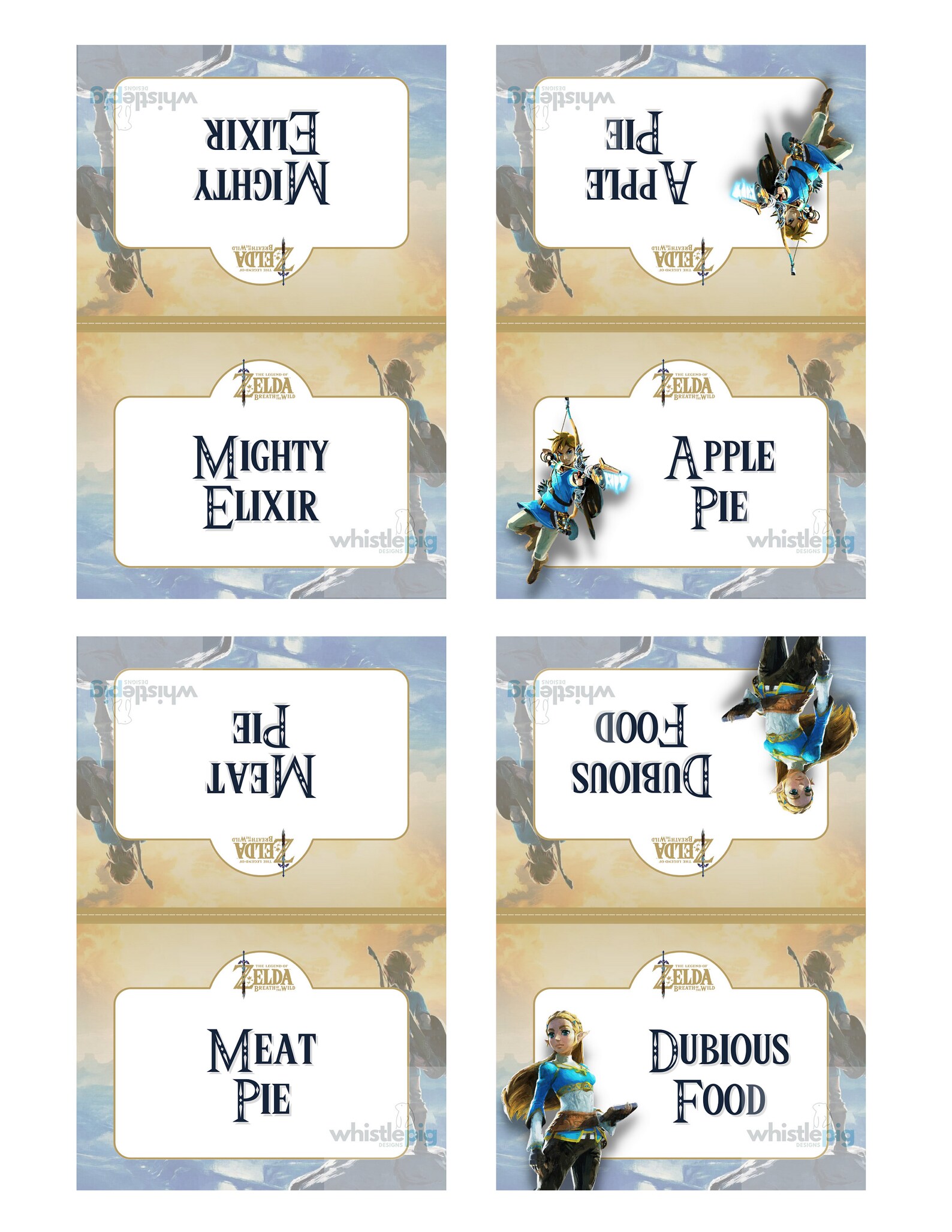 Zelda Printable Food Tent Snack Labels for Breath of the Wild Zelda ...