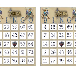 Zelda Breath of the Wild Video Game Printable Bingo Kit for Zelda Botw ...
