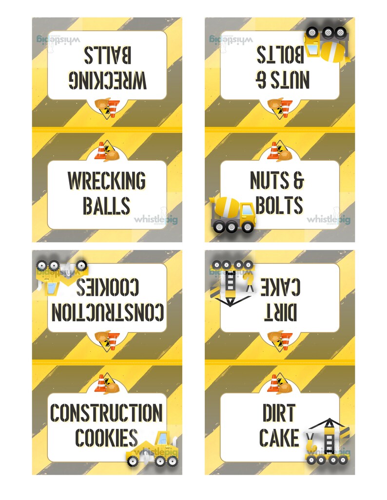 Construction Party Printable Food Tent Snack Labels for Construction ...
