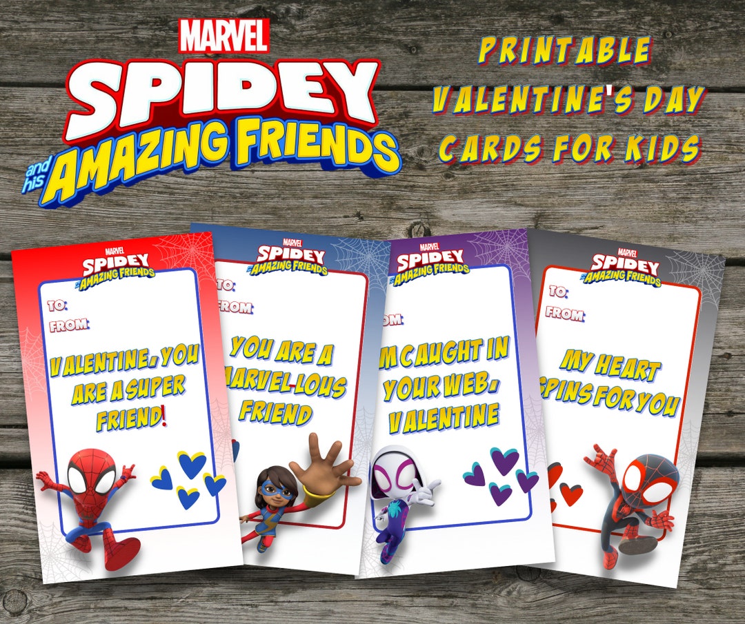 Spidey and His Amazing Friends Printable Valentine's Day Cards for Kids ...