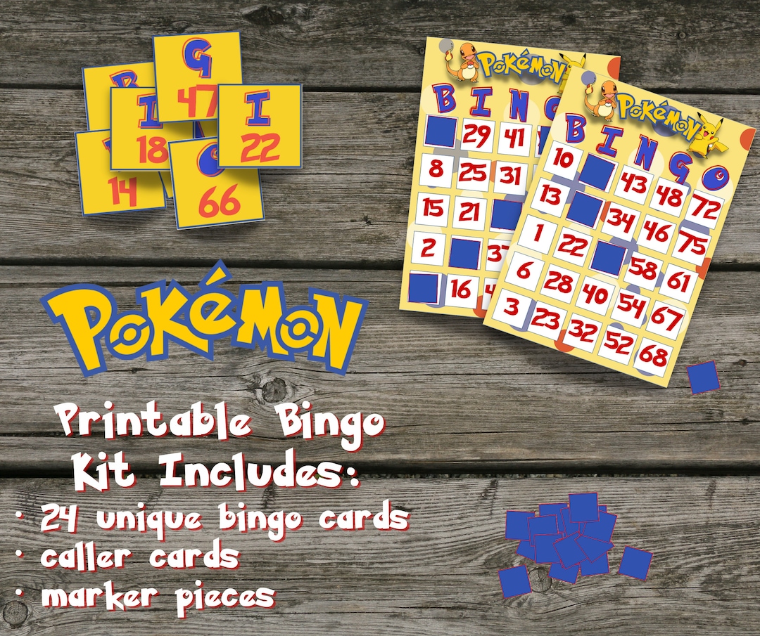 Pokémon Printable Bingo Game for Pokemon Birthday Party - 24 Unique ...